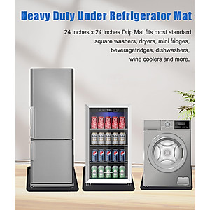 Mini Fridge Mat, 24''x24'' X0.8'' Mini Fridge Drip Trays Mat for Carpet Floor, Under Refrigerator Mat AC Conditioner Drip Pan, Silicone Mat for Refrigerators, Washing Machines, Dryers, Wine Coolers