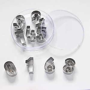 SurgeHai Mini Number Cookie Cutters –1.7" Stainless Steel Cake Decorating Small Number Cutters with Cut-Outs, 9-Piece Set
