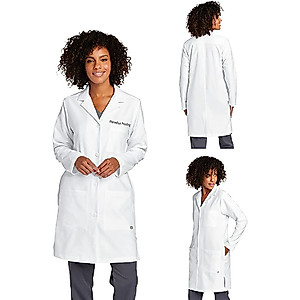 Marvelous Printing Unisex Embroidered White Lab Coat - Lab Coat - Add a name - Business Name - Personalized Lab Coat with Name (Ladies L)