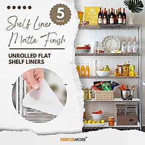 5 Pack of Wire Shelf Liners for Kitchen Closet Cabinet Shelves Fits 14" x 36", Transparent Clear Matte Finish Durable Waterproof Non-Adhesive and Unrolled Flat Shelf Liners