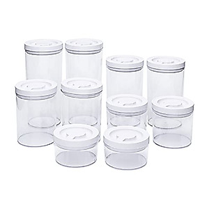 Amazon Basics 10-Piece Round Airtight Food Storage Containers for Kitchen Pantry Organization, BPA Free Plastic