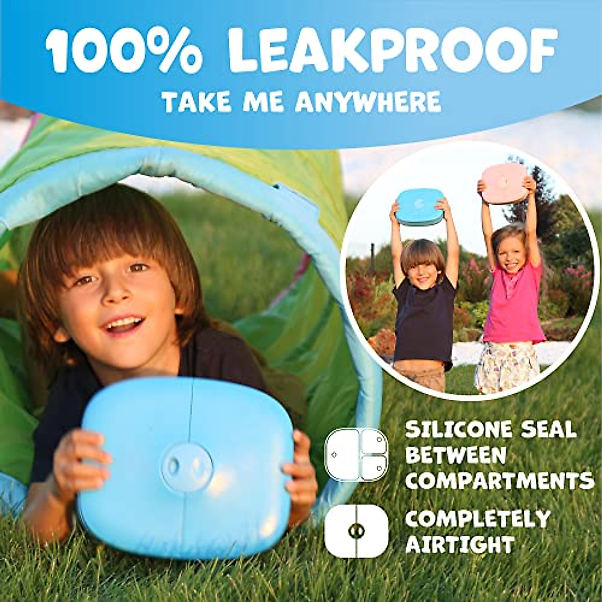 Umami Bento Lunch Box KIDS with Cutlery, Leak-Proof, Easy to Clean, 3 Compartments Bento Box for Kids, Ideal Portion Sizes for Ages 4 to 12, for Boys & Girls, Microwave, Dishwasher & Safe, BPA-Free