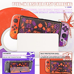 Carrying Case Compatible with Nintendo Switch Oled（Scarlet & Violet ),Switch Oled Case Cover with Screen Protector,Playstand,Thumb Grip Caps for Nintendo Switch Oled.