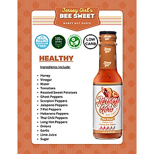 Jersey Girl (Bee Sweet Honey Hot Sauce) Trinidad Scorpion & Ghost Pepper - No Sodium/Salt Free
