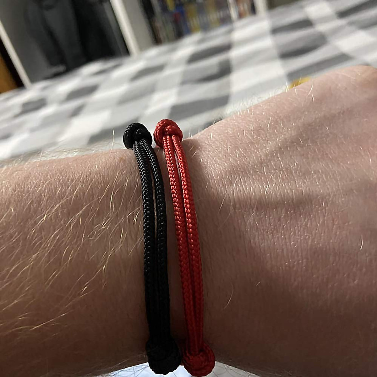 DOLLRINBOY Handmade Bohemian Bracelets|Anklet Adjustable Red Black String Bracelets For Women Men Girls Boys (Simple-Black)