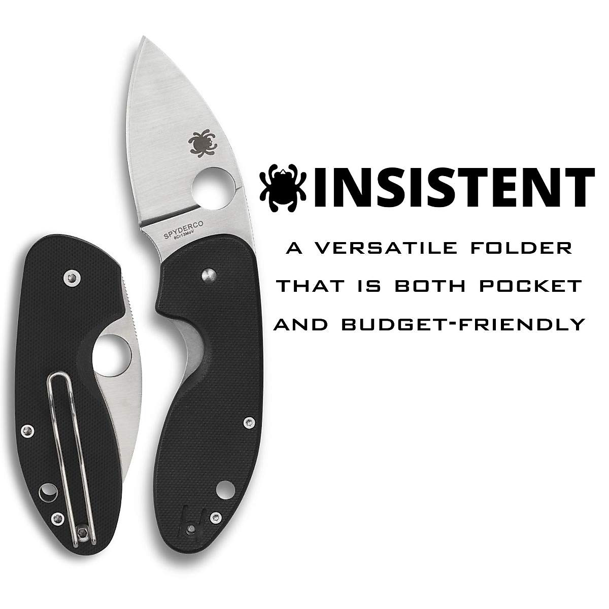 Spyderco Insistent Value Knife with 2.47" Stainless Steel Blade and Durable Black G-10 Handle - PlainEdge - C246GP