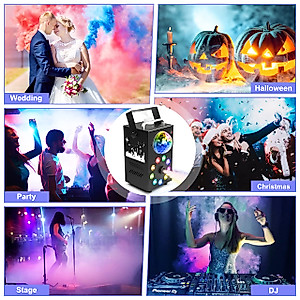 Fog Machine, 700W Smoke Machine with 3500 CFM Fog, 9 LED Colorful Lights and Disco Ball Light with Auto & Strobe Effect, Halloween Fog Machine with Remote Control for Stage Party DJ Concert Wedding