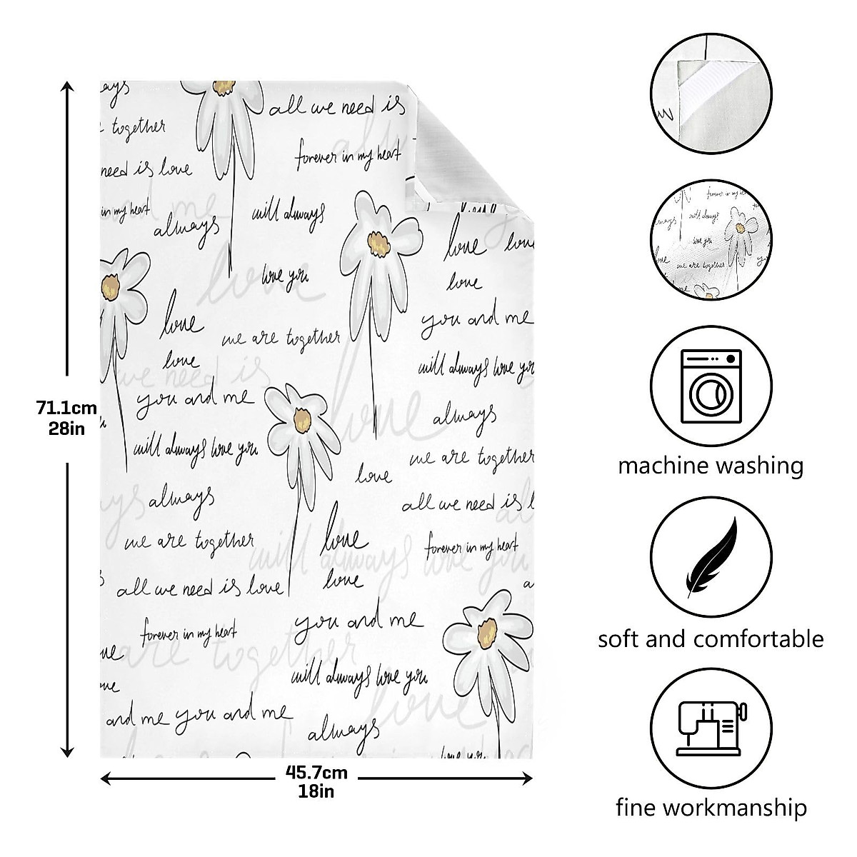 Kigai Love Daisy Flower Kitchen Towels, 18 x 28 Inch Super Soft and Absorbent Dish Cloths for Washing Dishes, 6 Pack Reusable Multi-Purpose Microfiber Hand Towels for Kitchen