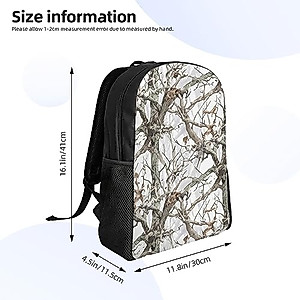 RLDOBOFE White Tree Camo Backpack For Women Men Travel Laptop Backpack Rucksack Casual Daypack Lightweight Travel Bag
