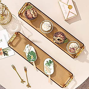 XingZhuo 15.8 ×4 '' Acrylic Serving Tray with Gold Handles, Modern Design Trendy, Coffee Tray Coffee Table Tray, Breakfast Fast Food Appetizers Serving Tray, Trays for Serving Party,2 Pack