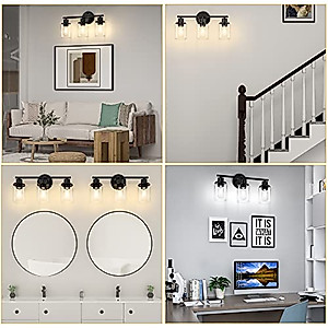 Licperron 3-Light Bathroom Wall Light Fixtures, Black Vanity Light with Clear Glass Shade, Modern Bathroom Vanity Light Over Mirror, Farmhouse Wall Sconces Lighting for Bedroom Hallway Living Room