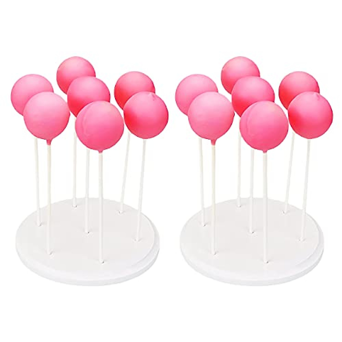 NANGOPOP 2 Pack Cake Pop Stand - 7 Hole Wood Lollipop Holder Display Round Candy or Sucker Stand for Wedding, Birthday Party, White