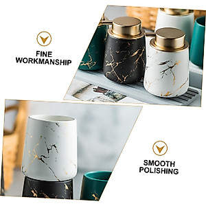 Cabilock 2 Sets Bathroom wash Set Bathroom Decorations Tooth Brushing Holder Toothbrush Tumbler Bathroom Cups Lotion Container Empty Soap Tray Storage Tank White Ceramics handwashing Fluid