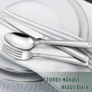 HaWare 40-Piece Heavy Duty Silverware Set, Stainless Steel Flatware Cutlery Set for 8, Fancy Tableware Eating Utensils for Home, Hotel, Restaurant, Include Dinner Knives Forks Spoons, Dishwasher Safe