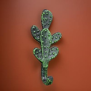 The Bridge Collection Cast Iron Cactus Hook for Wall - Metal Cactus Coat Rack for Southwestern, Desert, Boho Home Decor - Coat, Towel, Key Hook Prickly Pear Cactus Decor