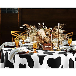 Kinlop 6 Pieces Round Tablecloth 84 Inch Cloud Tablecloth Cow Print Tablecloth Premium Plastic Table Cloth Disposable Table Covers Waterproof Tablecloths for Party Dinner Birthday Camping Picnic