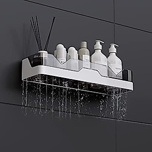 UIFER 2-Pack Adhesive Shower Caddy, Shower Shelves with Hooks, No Drilling Shower Racks for inside shower & Kitchen Storage