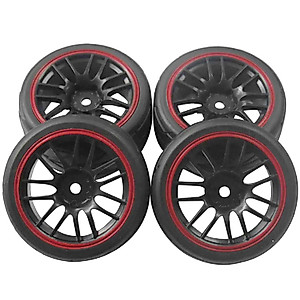 ShareGoo 12mm Hex Wheel Rims & OD 2.59" Rubber Tires for RC 1/10 On-Road Touring Car