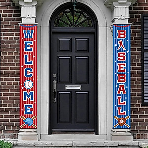 Baseball Party Decorations Baseball Themed Birthday Porch Sign Welcome Door Hanging Banner Baseball Sports Porch Sign for Boy Kid Teenager Baby Shower Baseball Birthday Party Supplies 71 x 12 Inches
