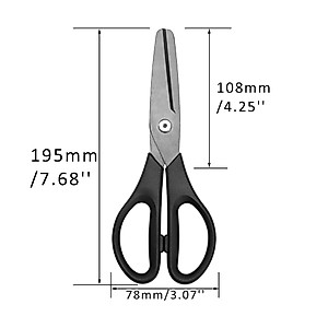 All Purpose Ceramic Scissors 8" Black Straight Shears Non-Sticking Sharp Blade Comfort ABS Grip Blunt Tip Safety Cutting Tool for Office School Crafting Kitchen