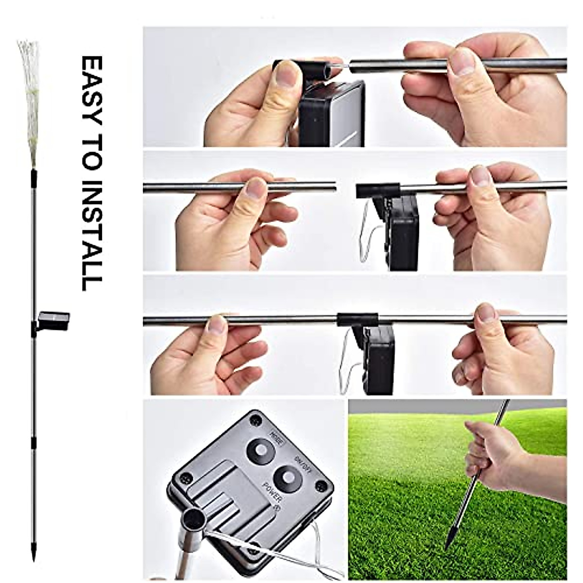 TiokMc Solar Firework Light, 120 LED Warm Light Outdoor Solar Garden Fireworks Lamp for Walkway Pathway Backyard Christmas Parties Decoration (White) (2 Pieces)