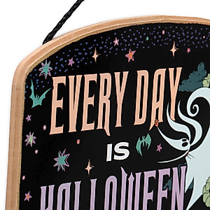 Disney The Nightmare Before Christmas Every Day is Halloween Hanging Wood Wall Decor - Fun Zero Sign for Home Decorating