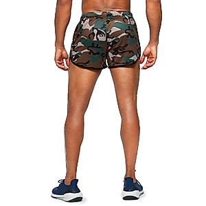G Gradual Men's Running Shorts 3 Inch Quick Dry Gym Athletic Jogging Shorts with Zipper Pockets (Green Camo, Medium)
