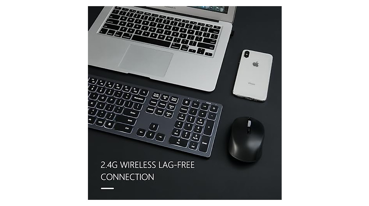 Wireless Backlit Keyboard and Mouse Combo - Rechargeable & Silent ...