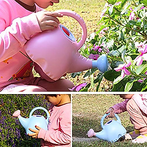 LOYUYU 0.4 Gallon Plastic Watering Can Small Lightweight Cute Indoor Outdoor Garden Plants, Kids Toy Watering Can with Shower Head Elephant: Pink Body Blue Head
