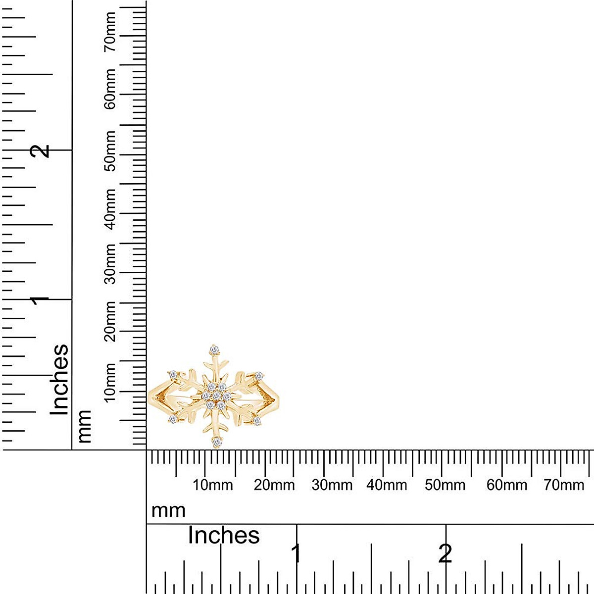 AFFY 1/6 Carat Round White Natural Diamond Snowflake Ring In 14k Yellow Gold Over Sterling Silver (I-J Color, I2-I3 Clarity, 0.16 Cttw) Ring Size-7.5