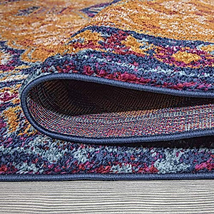 Machine Washable Modern Design Jute Back 5x7 Abstract Indoor Area Rug for Bedroom, Living Room, Dining Room, Office, 5'3" x 6'11", Orange