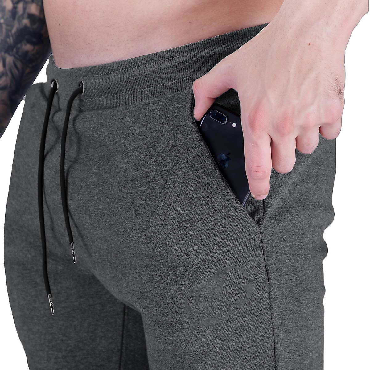 Wangdo Men's Slim Joggers Gym Workout Pants,Sport Training Tapered Sweatpants,Casual Athletics Joggers for Running (Dark Grey-XXL)