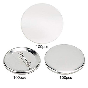 Badge Making Parts, 100 Sets 56mm/2.2inch Blank Badge Pin Button Parts Round Badge Set Metal Button Pin Badge Kit Crafts Supply for Button Maker Machine