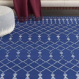 Nourison Whimsicle Moroccan Navy 8&#039; x 10&#039; Area -Rug, Easy -Cleaning, Non Shedding, Bed Room, Living Room, Dining Room, Kitchen (8x10)