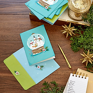 Hallmark Boxed Christmas Cards, Snowmen Snow Globe (16 Cards and 17 Envelopes)