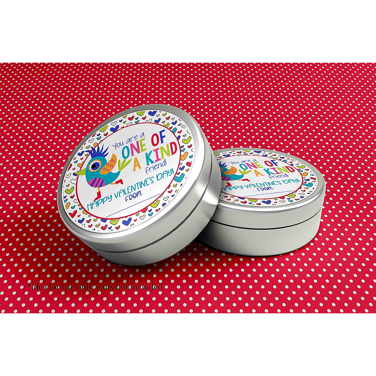 One of A Kind Cute Bird Themed Valentine Party Favor Sticker Labels for Kids, 40 2" Party Circle Stickers by AmandaCreation, Great for Classroom Valentines, Envelope Seals, Gifts & Treats