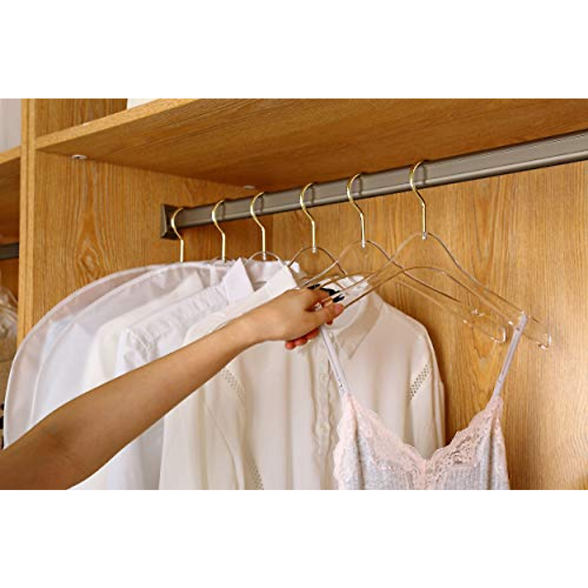 YBM Home Quality Acrylic Clear Hangers Made of Clear Acrylic for a Luxurious Look and Feel for Wardrobe Closet, Clothes Hangers Organizes Closet, Men, Gold, 4100-1
