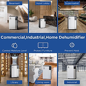 LUBAIR 190 Pint Commercial Dehumidifier for Basement with Drain Hose Dehumidifier for Large Room and 2.4 Gal Water Tank for Commercial Spaces to 7000 Sq.Ft.Auto Defrost.