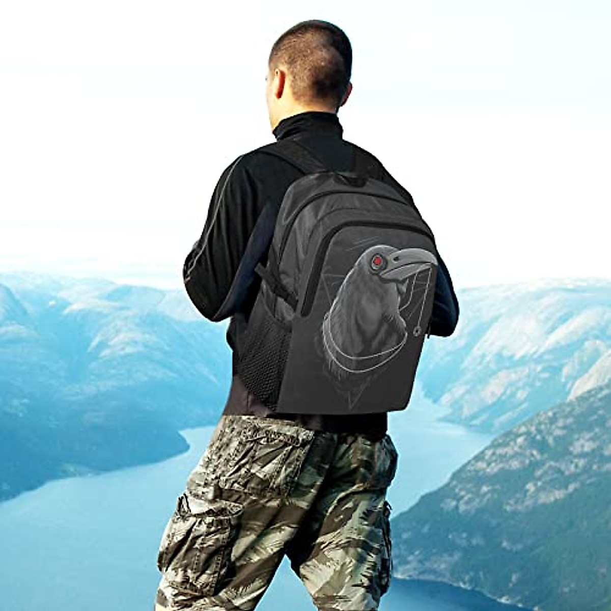 MCHIVER Crow Bird Lightweight Packable Hiking Backpack 22L Travel Bag Casual Daypack for Climbing Camping Hiking