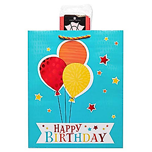 American Greetings 15.5" Extra Large Birthday Gift Bag with Tissue Paper, Balloons (1 Bag, 6-Sheets)