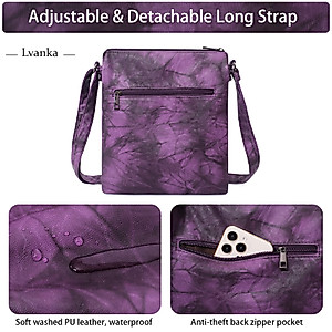 Crossbody Purses for Women Double Zipper Pockets Soft Vegan Leather Shoulder Bag with Adjustable Strap (Purple)