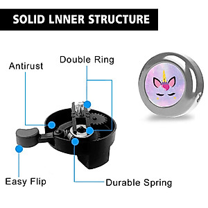 ZYCCW Customized Design Bike Bicycle Bell, Loud Long Crisp Clear Sound for Adults Kids Mountain Road Bike BMX Electric Bike (Pink Unicorn)