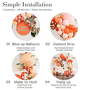 Macaron Orange Balloon Arch Garland-Macaron Orange Balloon Pink Balloon Metallic Gold Balloon 136Pcs for Wedding,Birthday,Gender Reveal,Baby Shower,Christmas Decoration