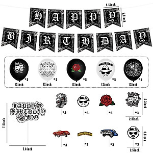 Wood Homing Cholo Birthday Party Decorations, Early 2000s Party Kit for Teens, Old School Black Cholo Theme Balloon, Happy Birthday Banner and Cake Topper for Party Decor, Cholo Theme Party Supplies