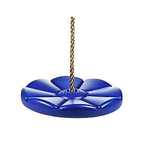 CTSC Climbing Rope Swing with Knot and Disc Swing Seat Set, Rope Ladder for Kids Outdoor Tree Backyard Playground Swing. Zip Line Seat for Kids. Sturdy & Safe (Blue)