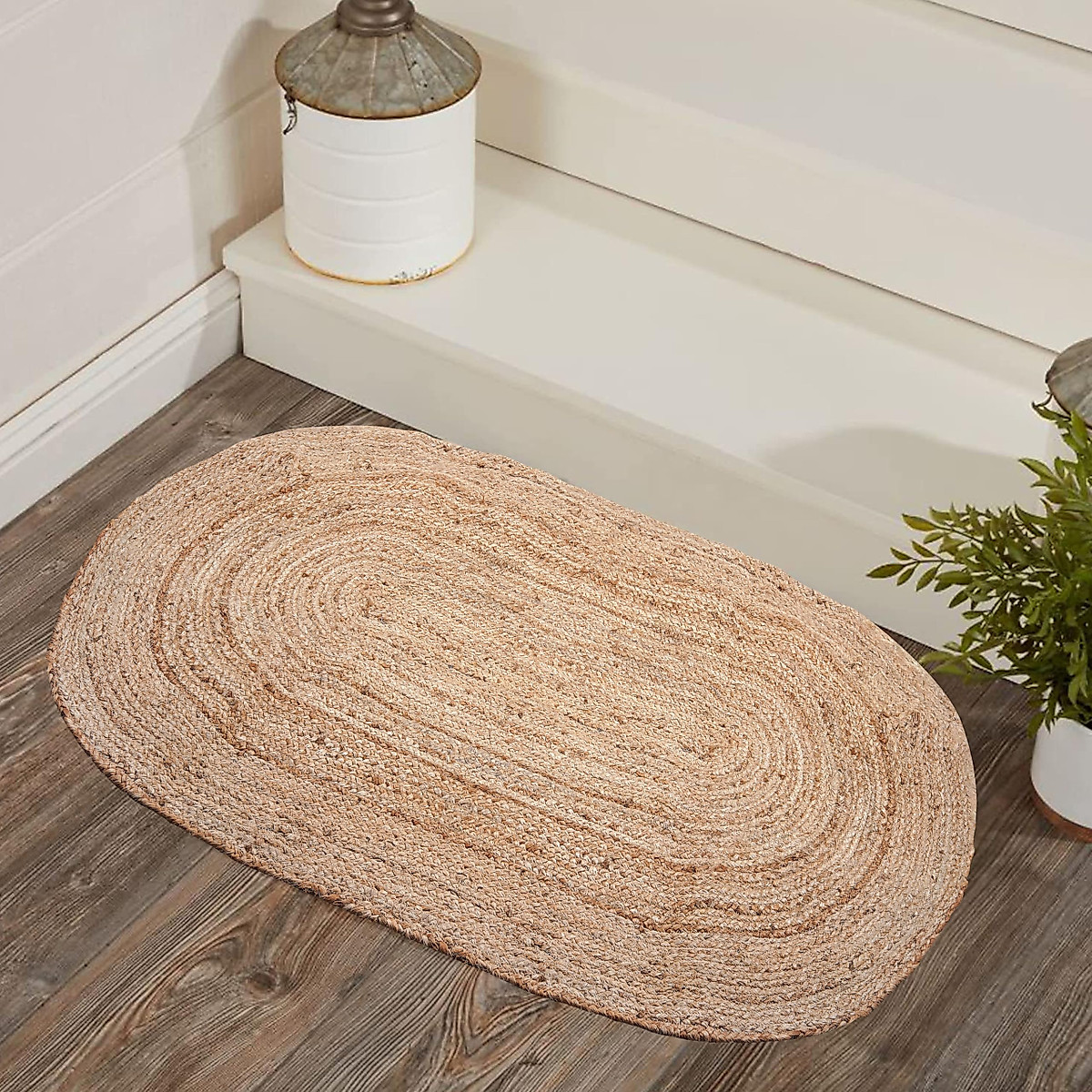 Craft Trade Oval Area Rug 3X5 FEET Hand Woven Braided Jute Rug for Kitchen - Farmhouse Jute Braid Oval Rug Reversible Boho Perfect as Doormat for Living Room Decorative Area Rug Home