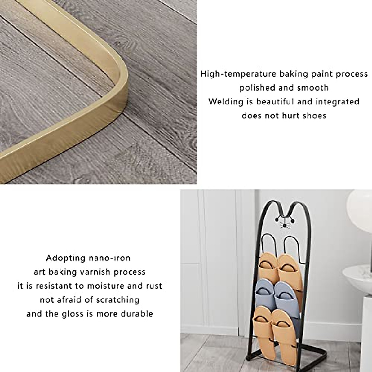 Household Products Cat Shaped Slippers Rack, Living Room Floor Multi Layer Wrought Iron Shoe Rack Simple Bathroom Toilet Slippers Shelf Dormitory Shoe Rack, for Entryway Bathroom Living Room