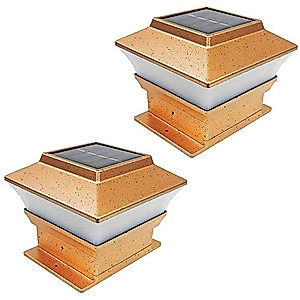 4 Pack Solar Powered Copper Outdoor Garden Deck Patio Fence Pathway Post Light for 4x4 Wood Posts