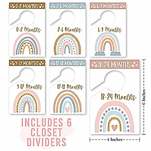6 Baby Closet Size Dividers Baby Girl - Boho Baby Closet Dividers by Month, Baby Closet Organizer for Nursery Organization, Baby Essentials for Newborn Essentials Baby Girl, Nursery Closet Dividers