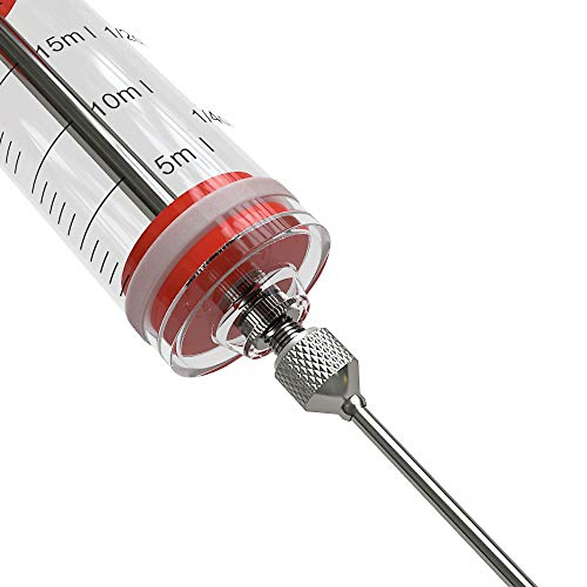 Meat Injector Kit, Plastic Marinade Turkey BBQ 1-oz Syringe with 2 Stainless Steel Needles - 3 Extra O-Rings & 1 Cleaning Brush For Basting & Grilling